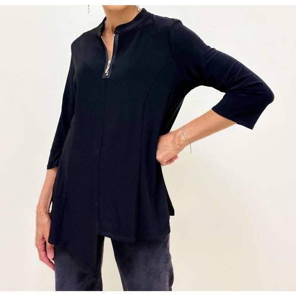FOCUS FASHION | Tops | New Focus Fashion Half Zip Front Tunic In Black ...